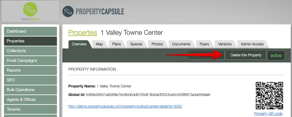 Deleting a Property – PropertyCapsule